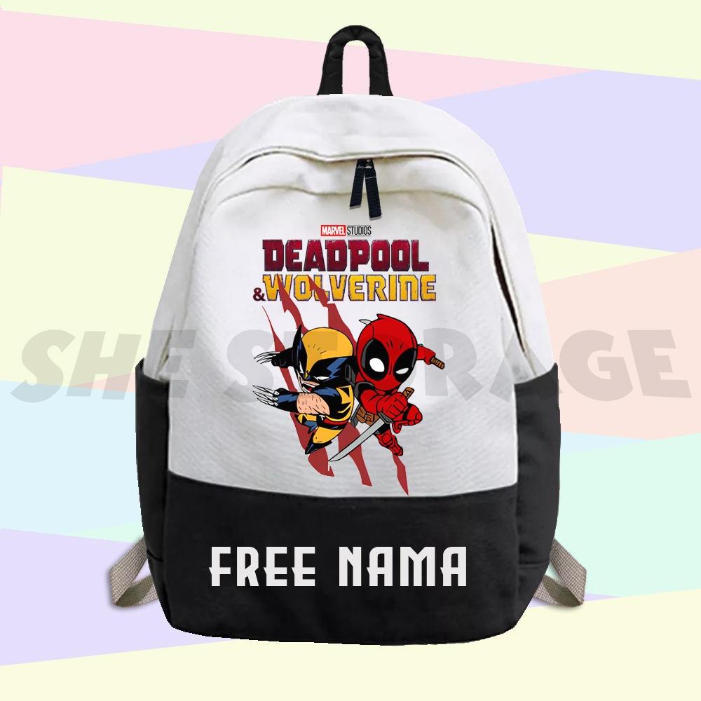 Free Name - MARVEL DEADPOOL & WOLVERINE Children's School Bag Backpack ...