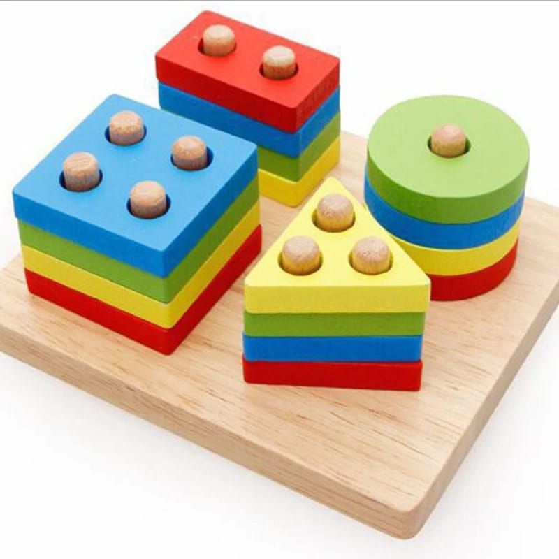 KAYU Wooden Puzzle Toys Matching Shape Geometry Sorting Shapes / Baby ...