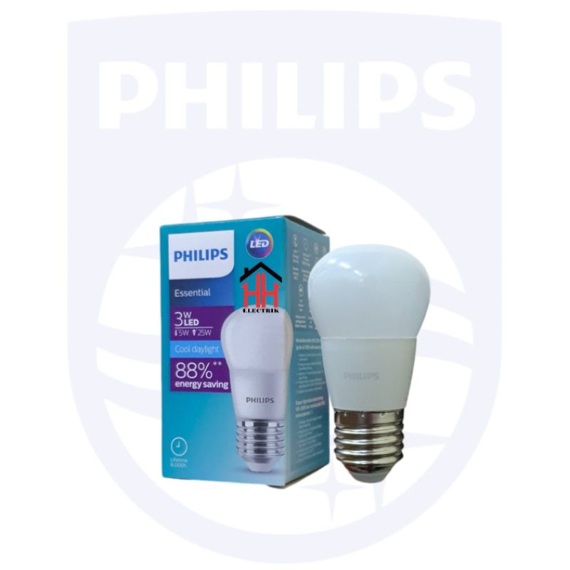 PUTIH Philips Essential Buld LED Light Bulb 3W 3 Watt E27 6500K White ...