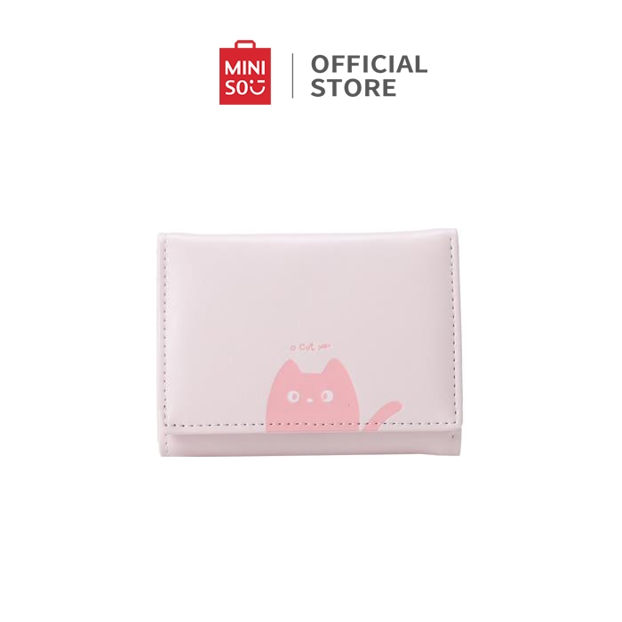 Miniso Women's Wallet Cute Kitten Short Tri-Fold Wallet 7 Card Slots 1 ...