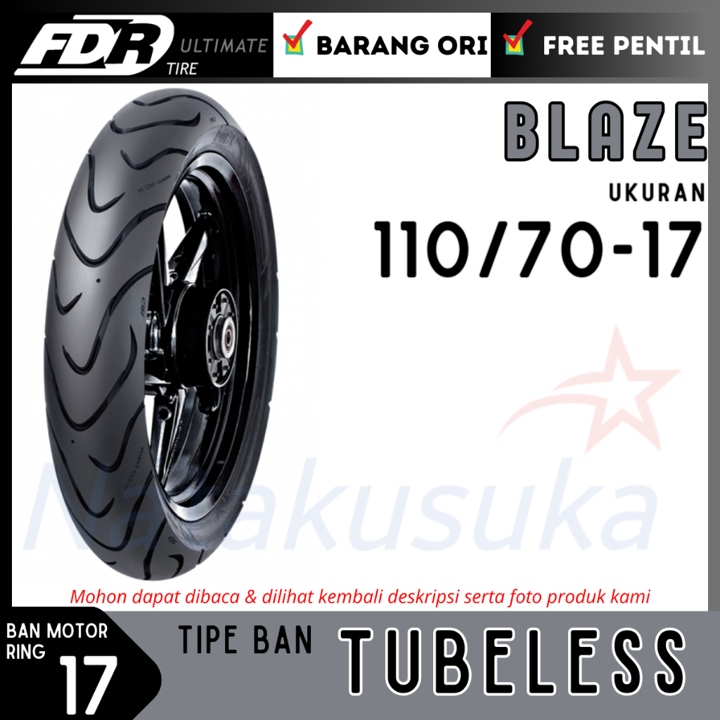 Fdr Blaze 110/70 - 17 Tubeless (TL) | Shopee Philippines