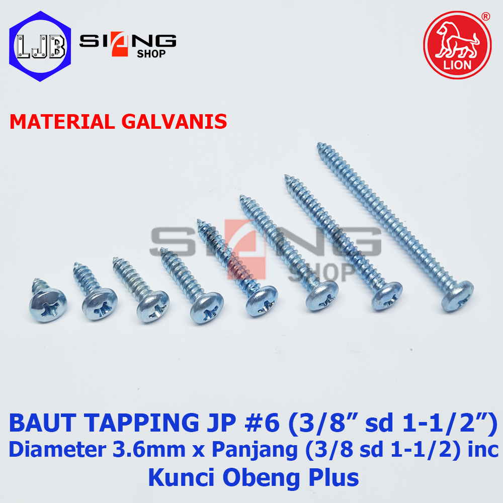 Jp Tapping Bolt 6 LION Galvanized Tapping Screw | Shopee Philippines