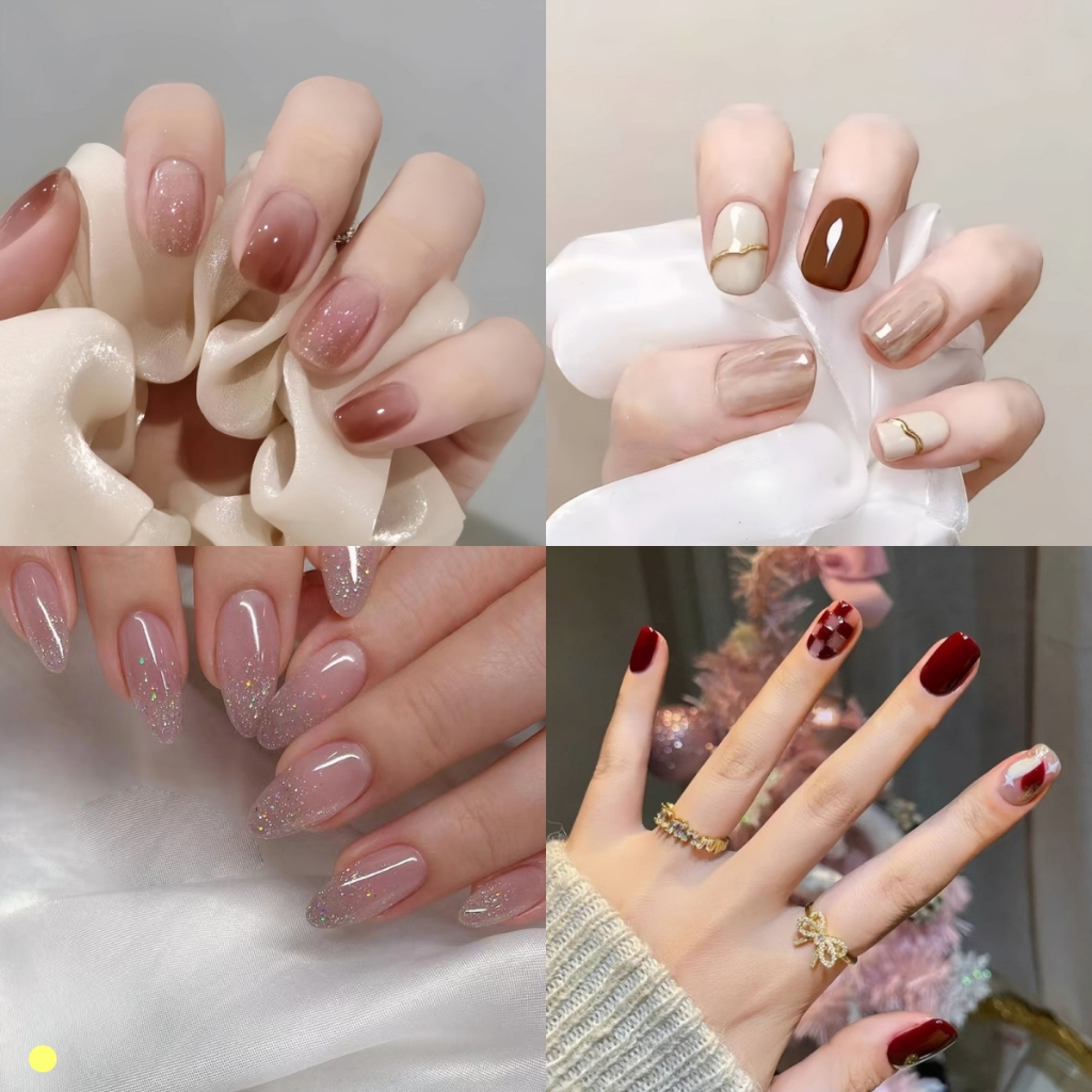 False Nails Contains 24 Short Fake Nails Stickers Fake Nails Aesthetic ...