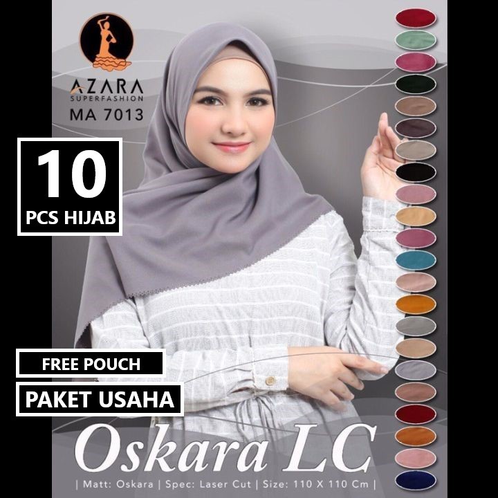 Business Package 10 Rectangular Hijabs Voal Azara Oskara Plain Packing ...
