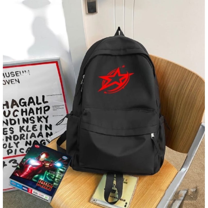 MERAH Red star school backpack/simple children's school bag | Shopee ...