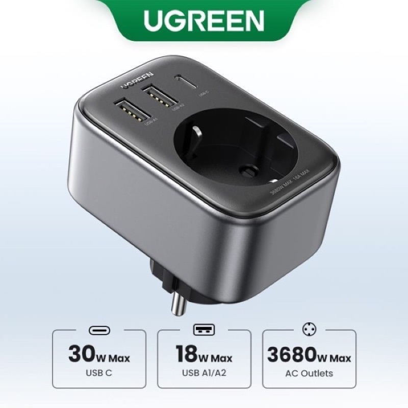 Ugreen Outlet Extender Adapter Head Charger GaN 3 Output Port Fast ...