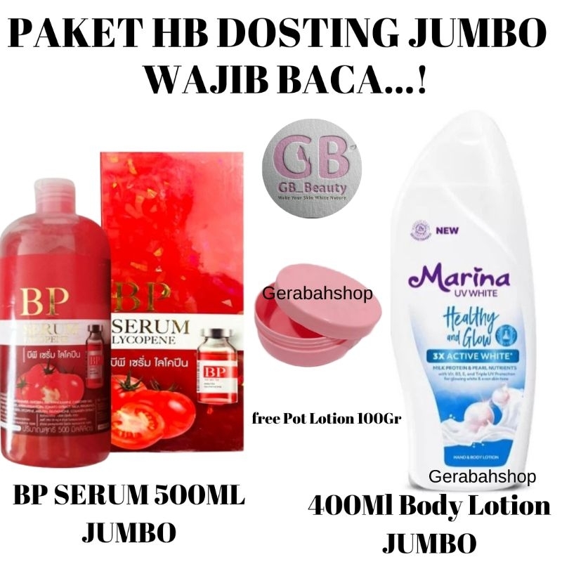 Hb Dosting Whitening Jumbo Package BP SERUM THAILAND Jumbo 500Gr+Marina ...