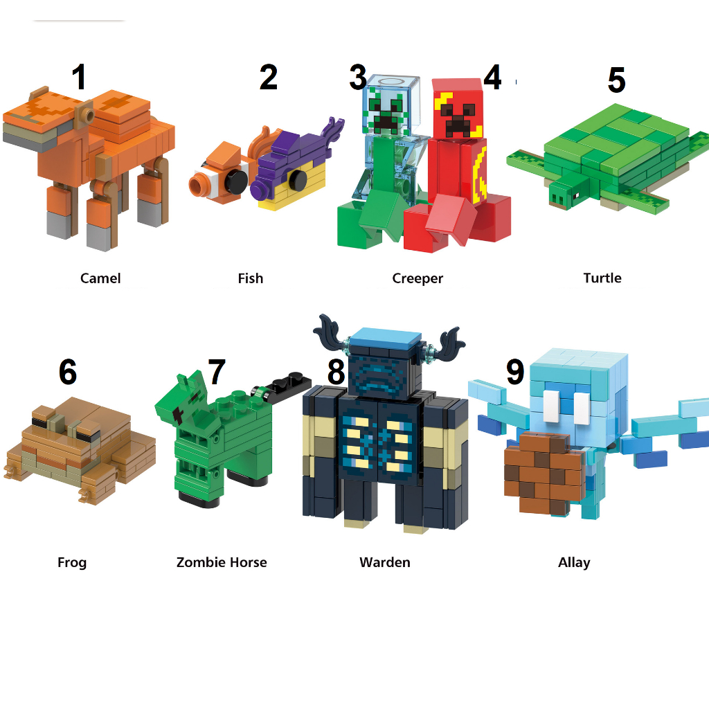 Minecraft Camel Creeper Turtle Frog Horse Warden Allay Minifigure ...