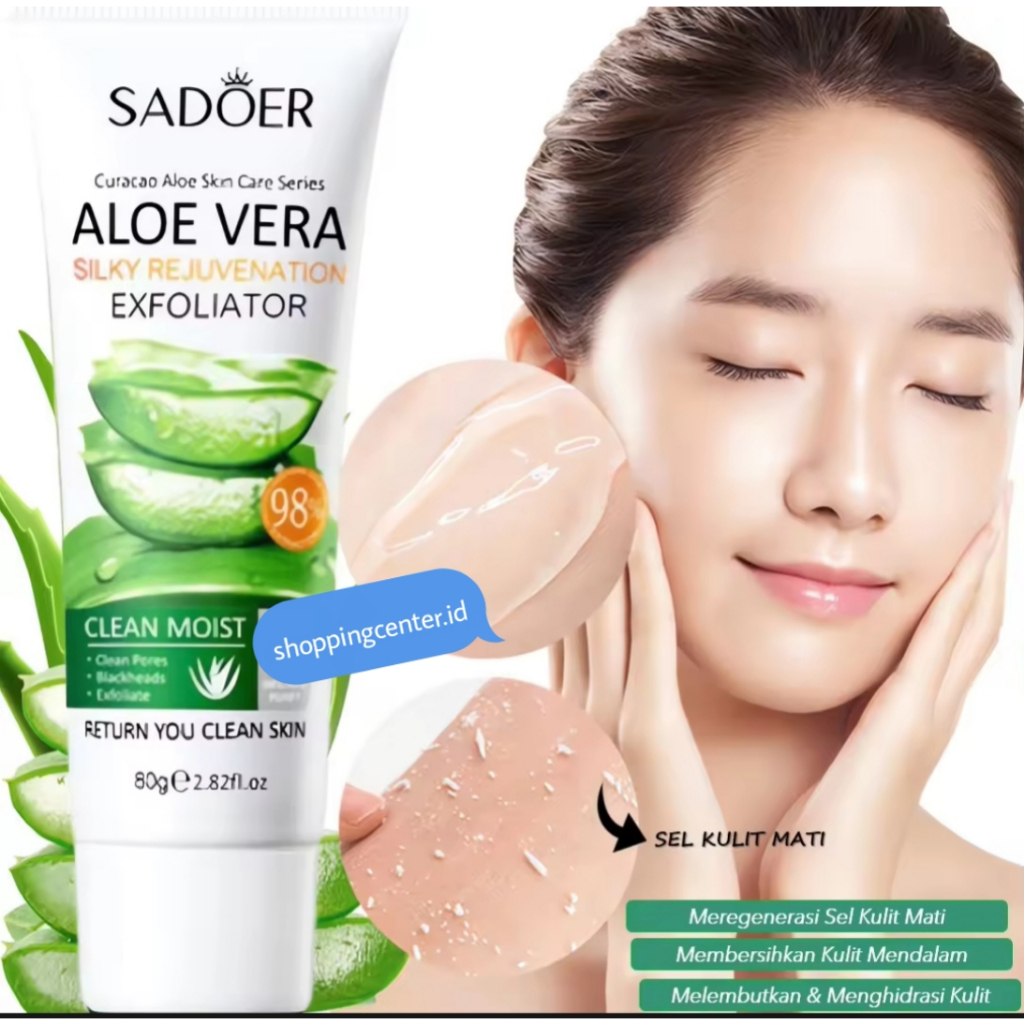 ORI 100% SADOER Aloe Vera Exfoliating Gel Facial Cleanser for Women Men 80g/Gel Scrub 98% ...