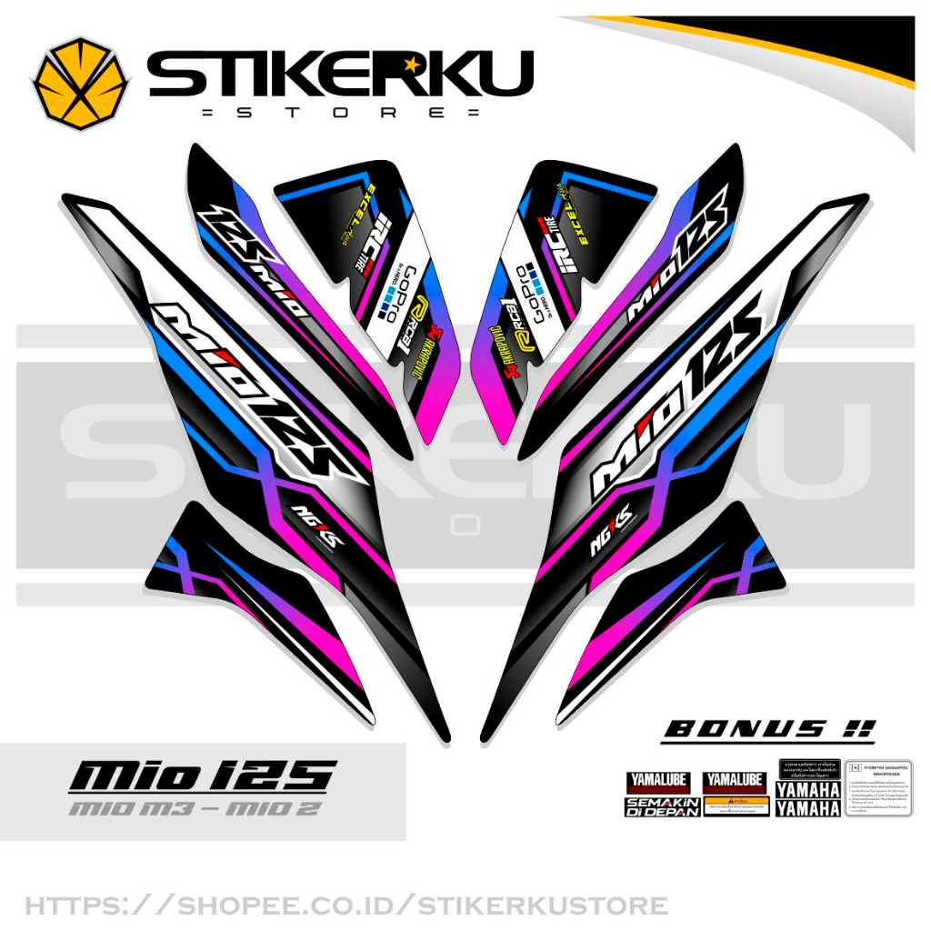 Striping MIO 125 MOTIF 32 / STICKER MIO M3 / Z / 125 / SOLARIZ STICKERS ...