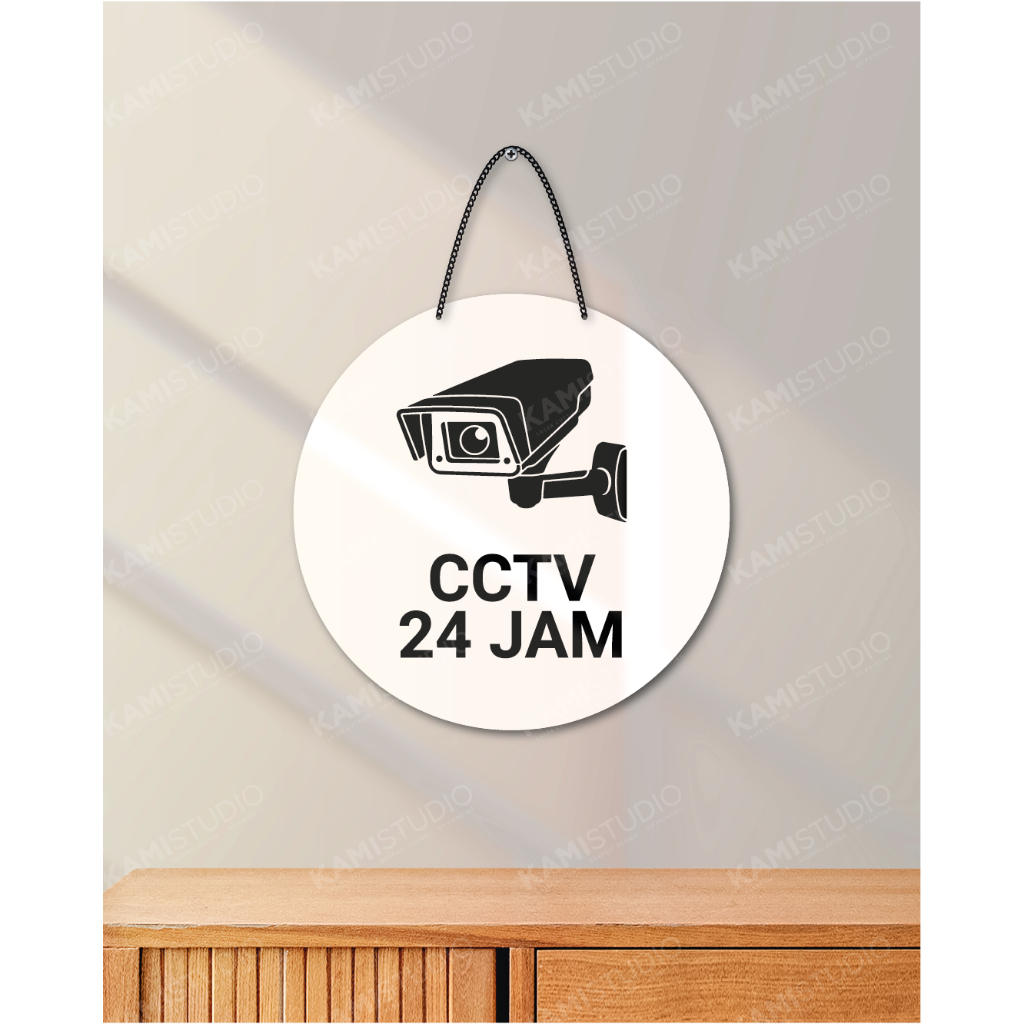 CCTV WRITING 24 HOURS 20X20 CM HANGING/ CCTV HANGING SIGN 24 HOURS ...