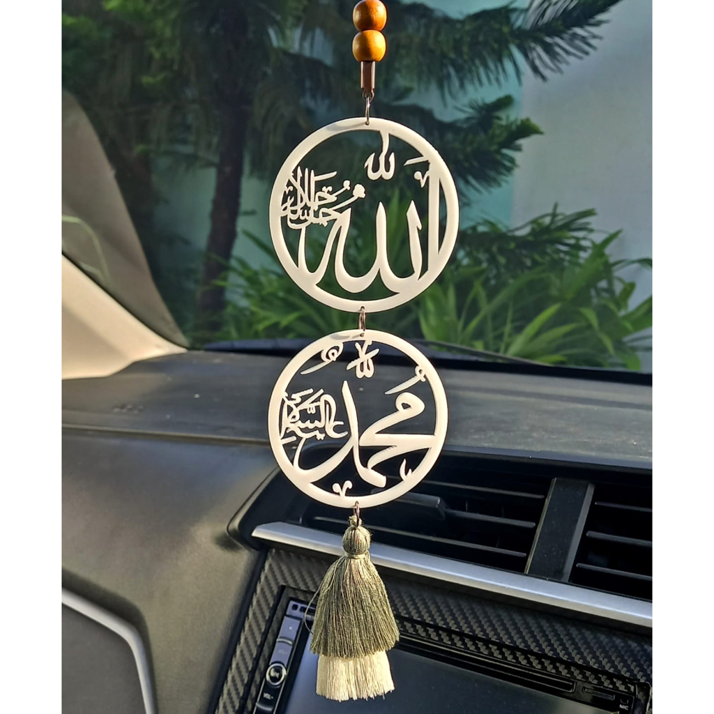 GANTUNGAN Allah's Car Mirror Hanger, Allah And Muhammad Car Mirror ...
