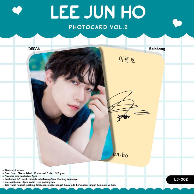 Photocard LEE JUN HO FANMEET/PHOTOCARD JUNHO 2-sided Laminate VOL.2 ...