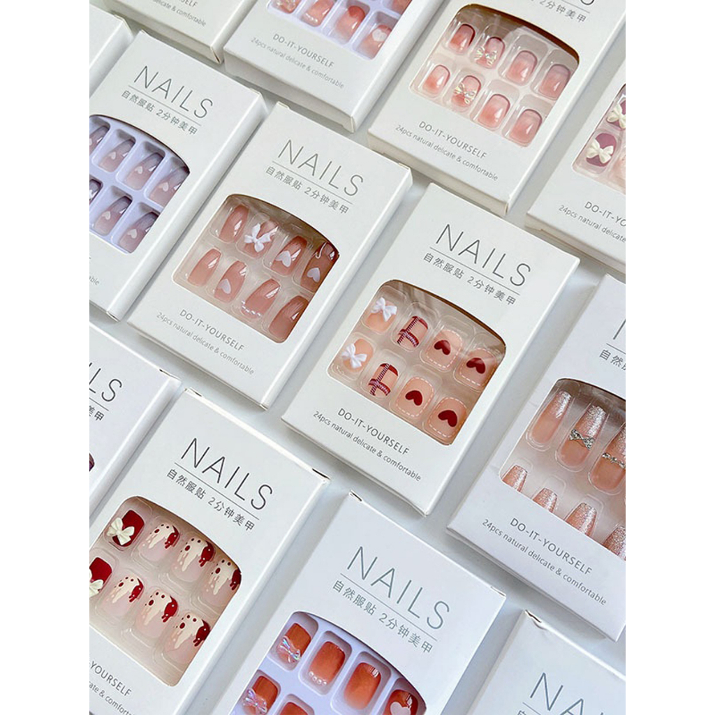 Original 3D Fake Nails 24pcs/(FREE Glue)Set DIY Instant Nail Art Fake ...