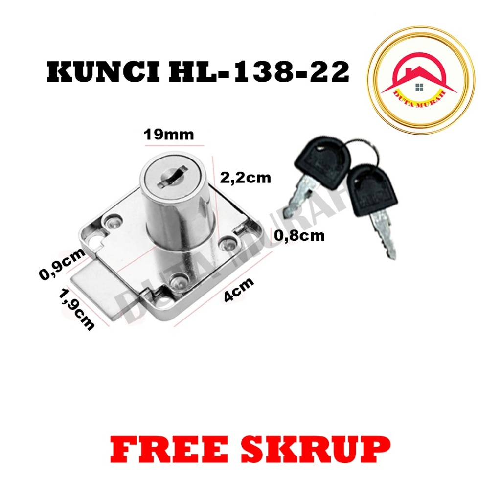 Huben Cupboard Locker Lock / Drawer HL 138 22 mm Camlock Iron Plate ...