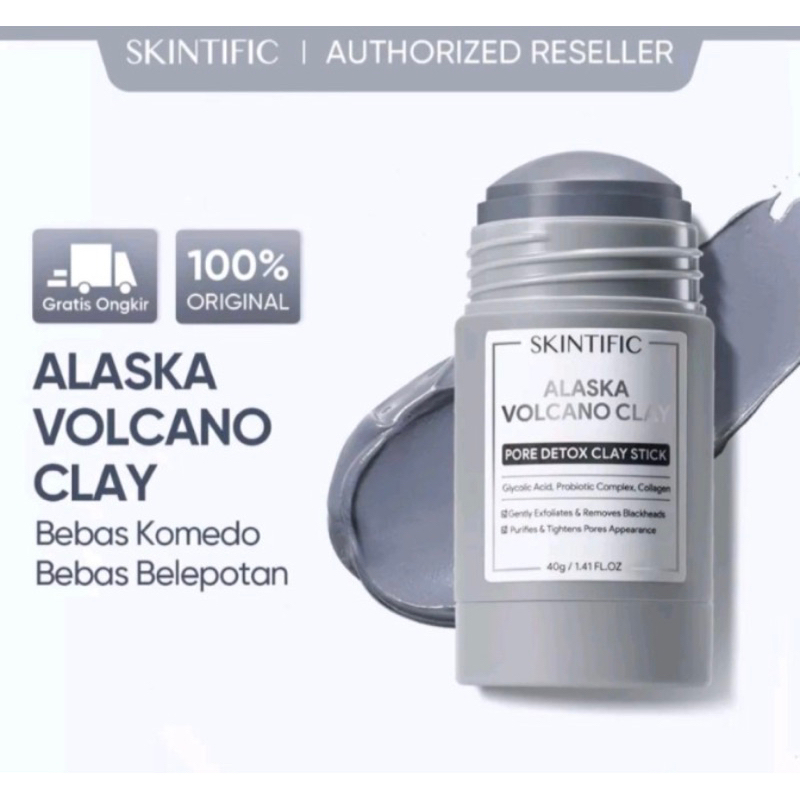 Skintific alaska volcano pore detox clay mask stick 40g | Shopee ...