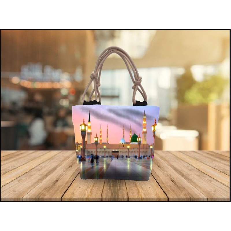 The Newest Kaaba Nabawi Mosque Motif Axis Strap Totebag Bag 2023 ...