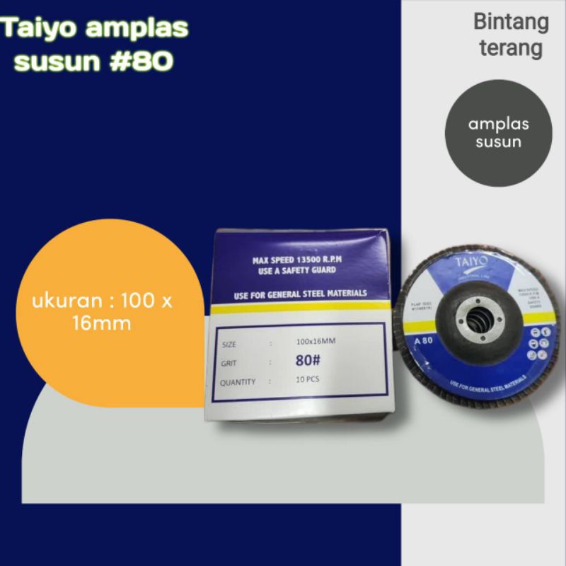 Taiyo Flap Disc 4" spec A 80 stacking sandpaper, 10 pcs | Shopee ...