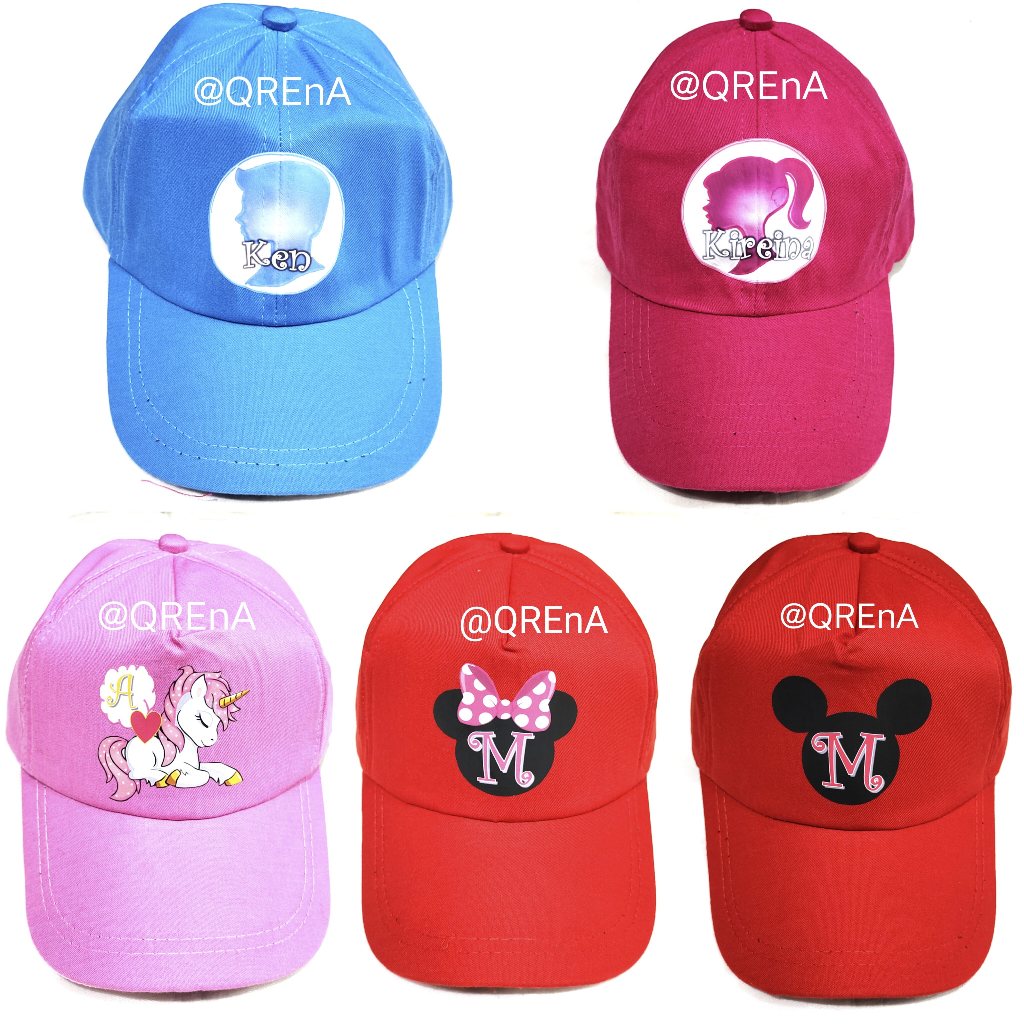 Children's hat with Custom initials, Barbie Mickey Minnie Unicorn ...