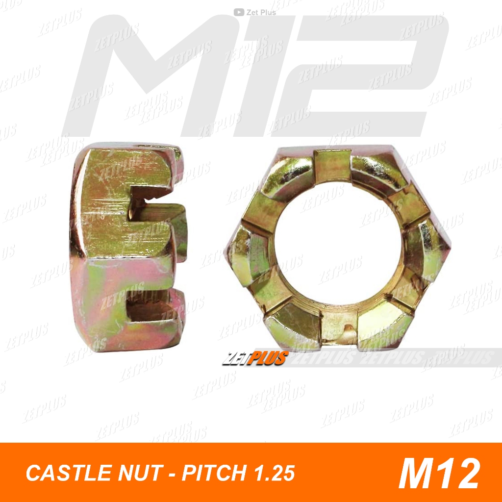 CASTLE NUT M12 1.25 threaded flower NUT/ 19 wrench hexagon crown ...