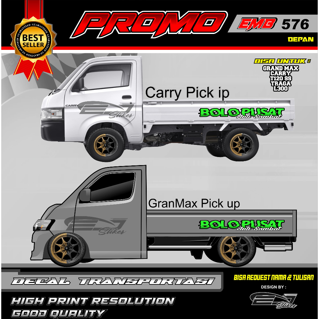 2 SIDES PICK UP VARIATION STICKER L300 CUSTOM SIDE BAK UPDATE DESIGN ...