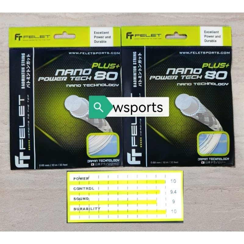 Original Felet NANO POWER TECH 80 POWER Badminton Strings | Shopee ...