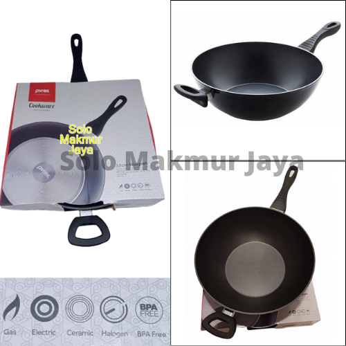 Pyrex Cookware Wokpan 32cm Non-Stick Aluminum Frying Pan 32 cm 100% Ori ...