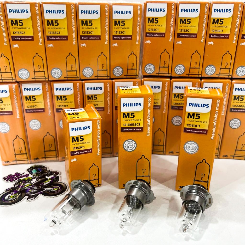 PHILIPS BRAND MOTORCYCLE HEADLIGHT BALL BULB 35 25 18 WATT TYPE M5 ...