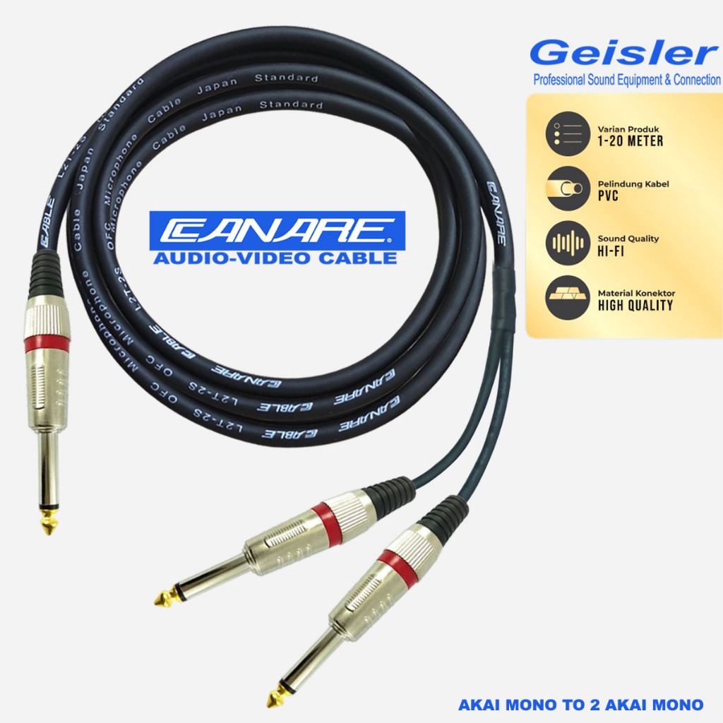 JAPAN STANDARD Audio Cable / Akai Mono to 2 Akai Mono In-Out Jack Mixer ...