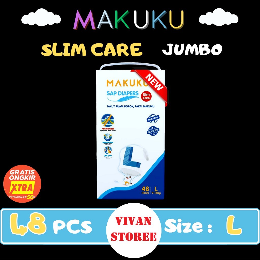 Makuku Slim Care Pants L48 Pampers SAP Diapers Baby Diapers Extra Dry ...