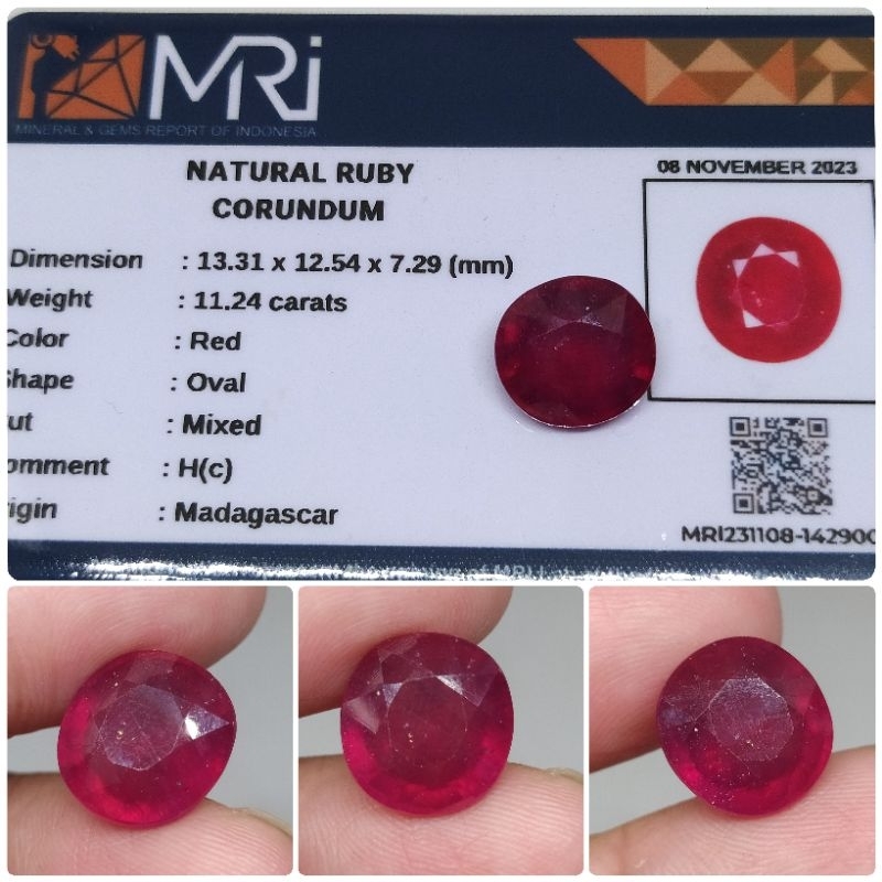 Red Ruby Madagascar 11.2 ct oval cut memo MRI Ruby Africa | Shopee ...