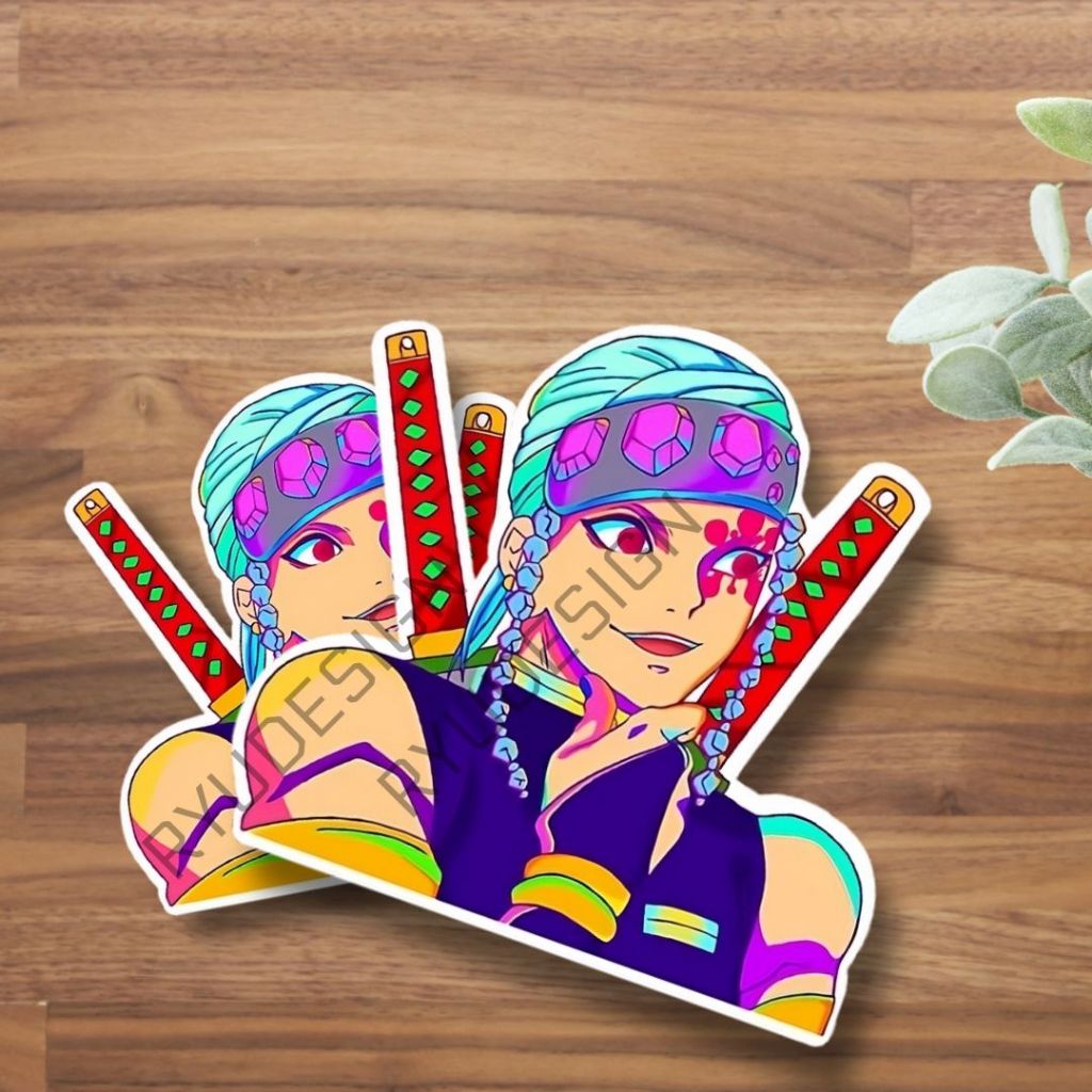 HP Tengen Uzui Neon Wave Anime Kimetsu No Yaiba Sticker Cellphone ...