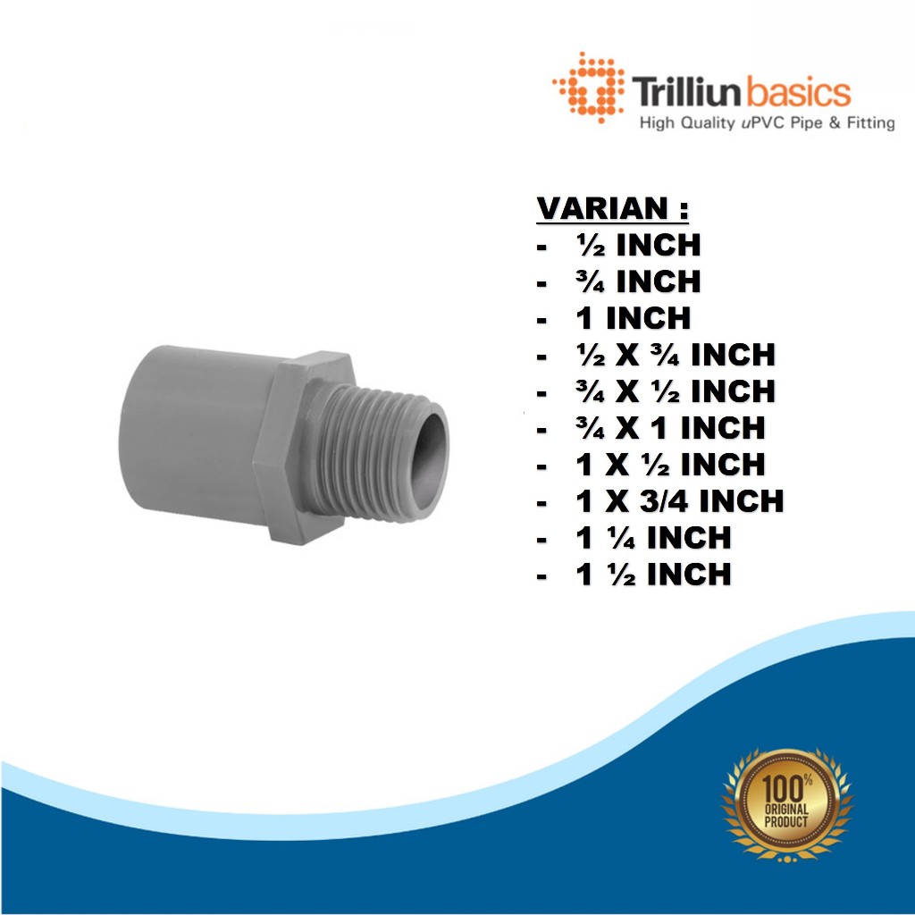 Outer Thread Sock Pipe Connection Trillion PVC Pipe Sock Valve 1/2", 3/ ...