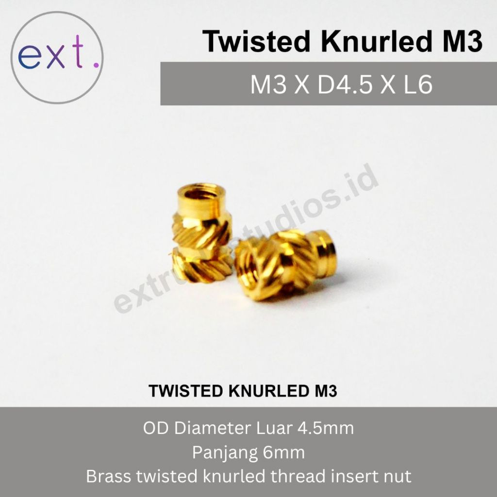 Twisted Knurled Nut Brass M3 Thread Insert Nut M3 x D4,5 x L6 | Shopee ...