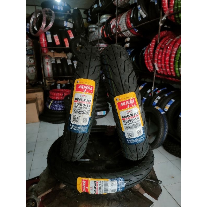 Aspira MAXIO SPR38 TL A Pair Of Front And Back 80/90-14 And 90/90-14 TUBELESS MAXIO SPR38 ...