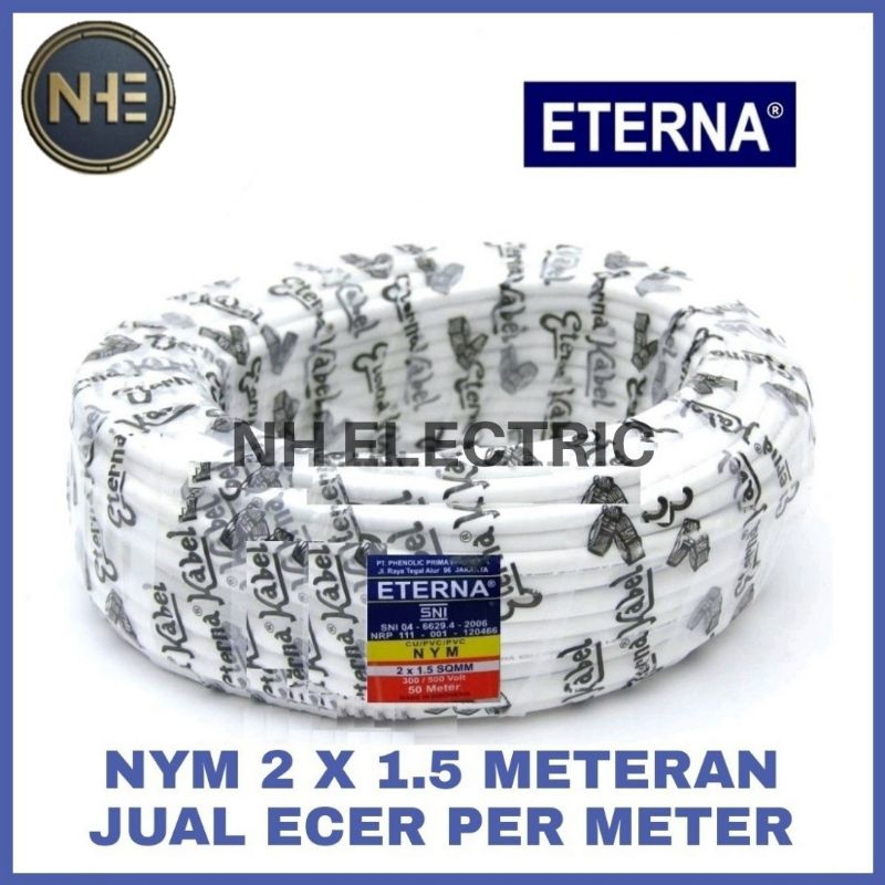PUTIH Eterna Nym Cable Copper Wire 2x1.5mm2 White SNI - Eterna Wire ...