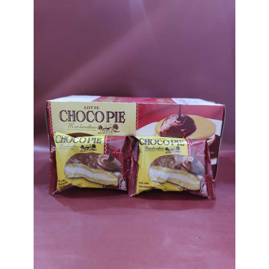 Lotte Choco Pie Marshmallow contains 12 Pcs Per Box - Soft Chocolate ...