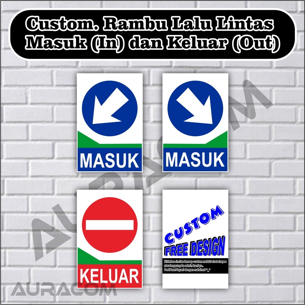 Custom. Entry and Exit Traffic Signs (In) and Exit (Out) | Shopee ...