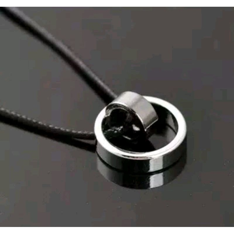 Black rope necklace with 2 stainless rings | Shopee Philippines