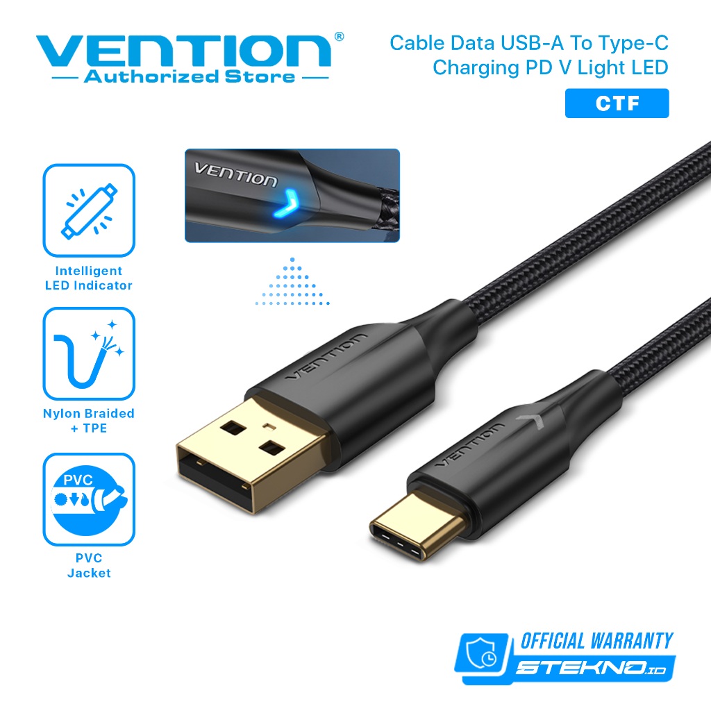 Vention Type-C Data Cable Charging Power Delivery PD V Light LED Series ...