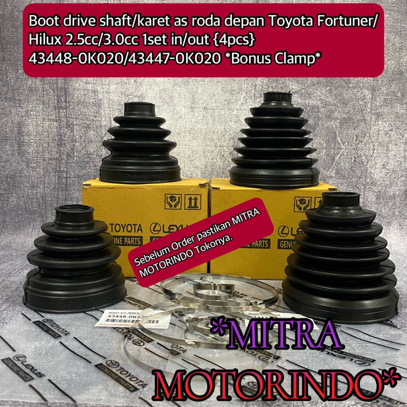 Boot drive shaft Front/Rubber Axle Front 1set Outer/In 4pcs Toyota ...