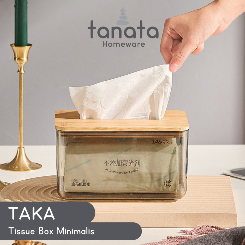 KAYU 【TANATA】TAKA Clear Wood Lid Tissue Holder Aesthetic Tissue Storage ...