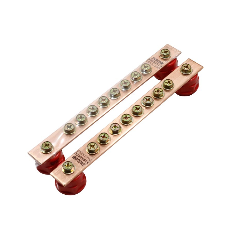 COPPER GROUND BUSBAR 20 X 3 X 200 ZERO TERMINAL SUPPORT INSULATOR PLATE ...