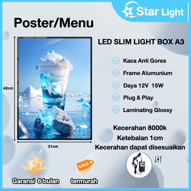 A3 Slim Light Box LED Frame Advertising Portable - LED Menu Light Box ...