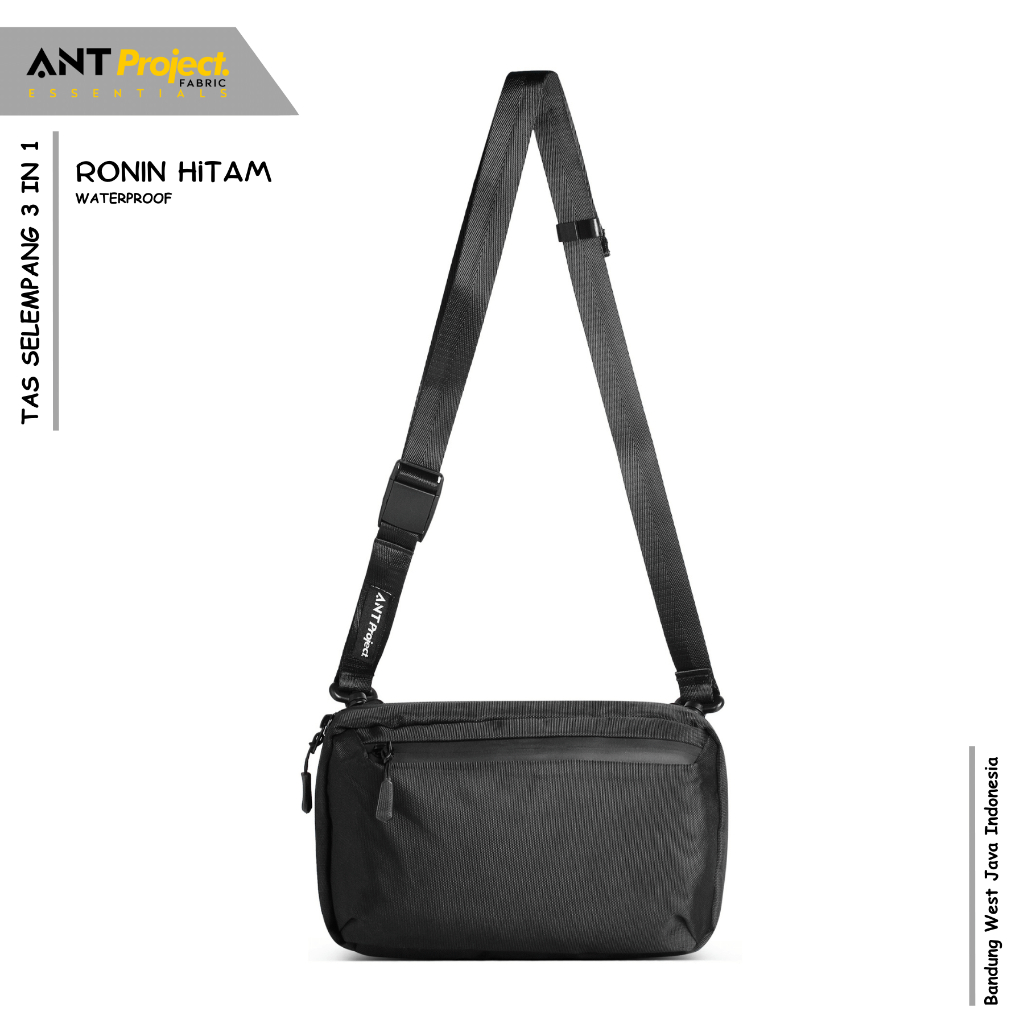 ANT PROJECT - 3 in 1 RONIN Black Extra Slot Pocket Waterproof Sling Bag ...