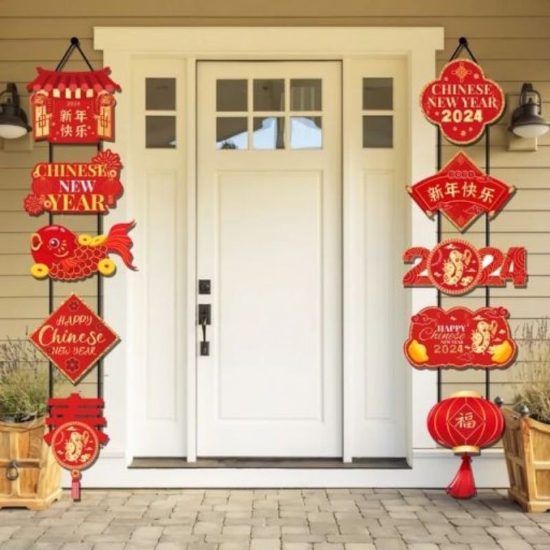GANTUNGAN 2024 Chinese New Year Door Hanger Welcome Door Decoration ...