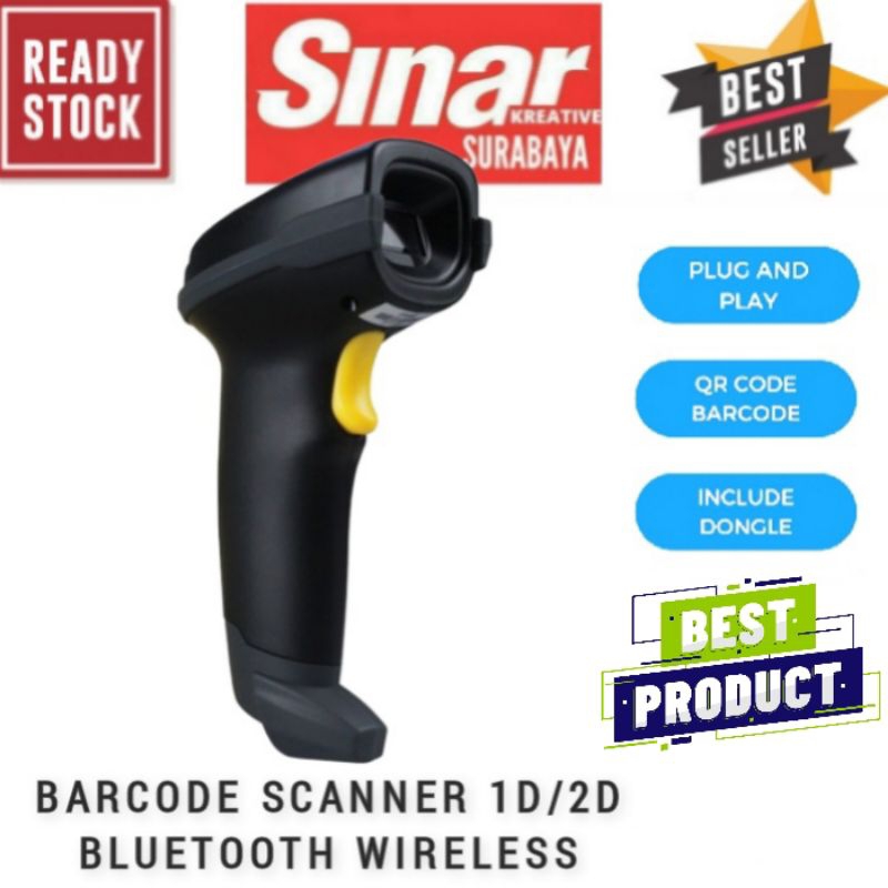 Barcode SCANNER 2D BLUETOOTH Type 3368B Wireless Plug And Play | Shopee ...