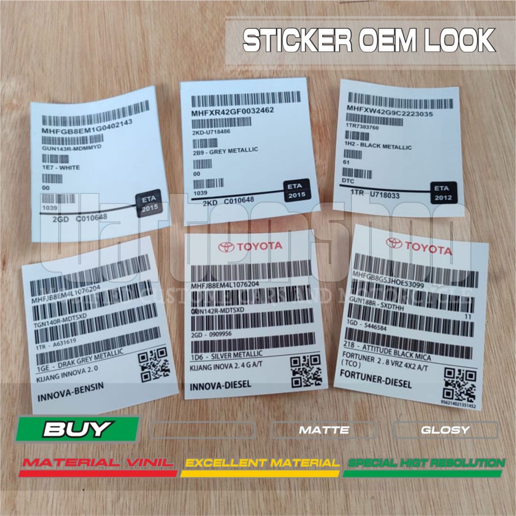 Toyota Innova Fortuner all Gen Barcode Sticker | Shopee Philippines