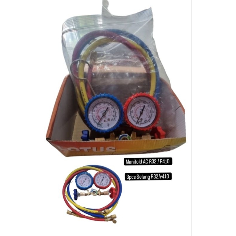 Manifold Double AC R32 / r410 + 3pcs Hose R32/r410 | Shopee Philippines