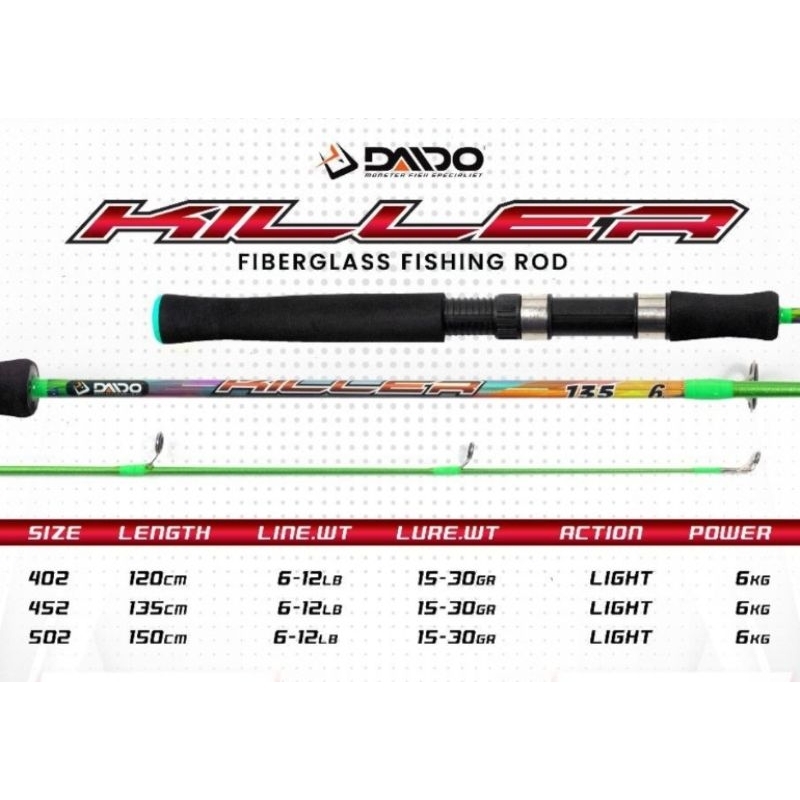 Daido killer fishing rod, solid fiber material, length 120 135 150 cm ...